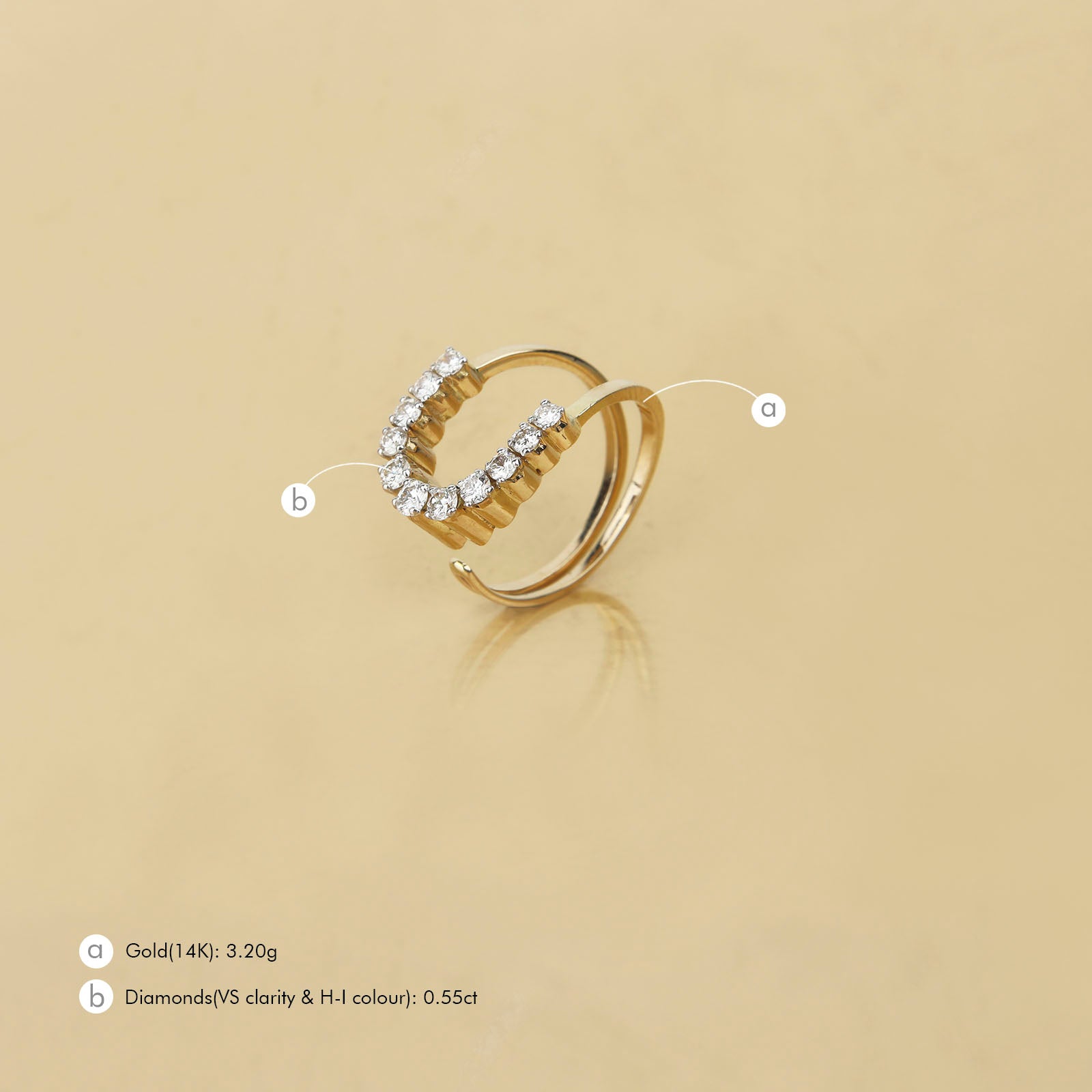 Millenial Gold and Diamond Horse-Shoe Ring – Vibe with MOI